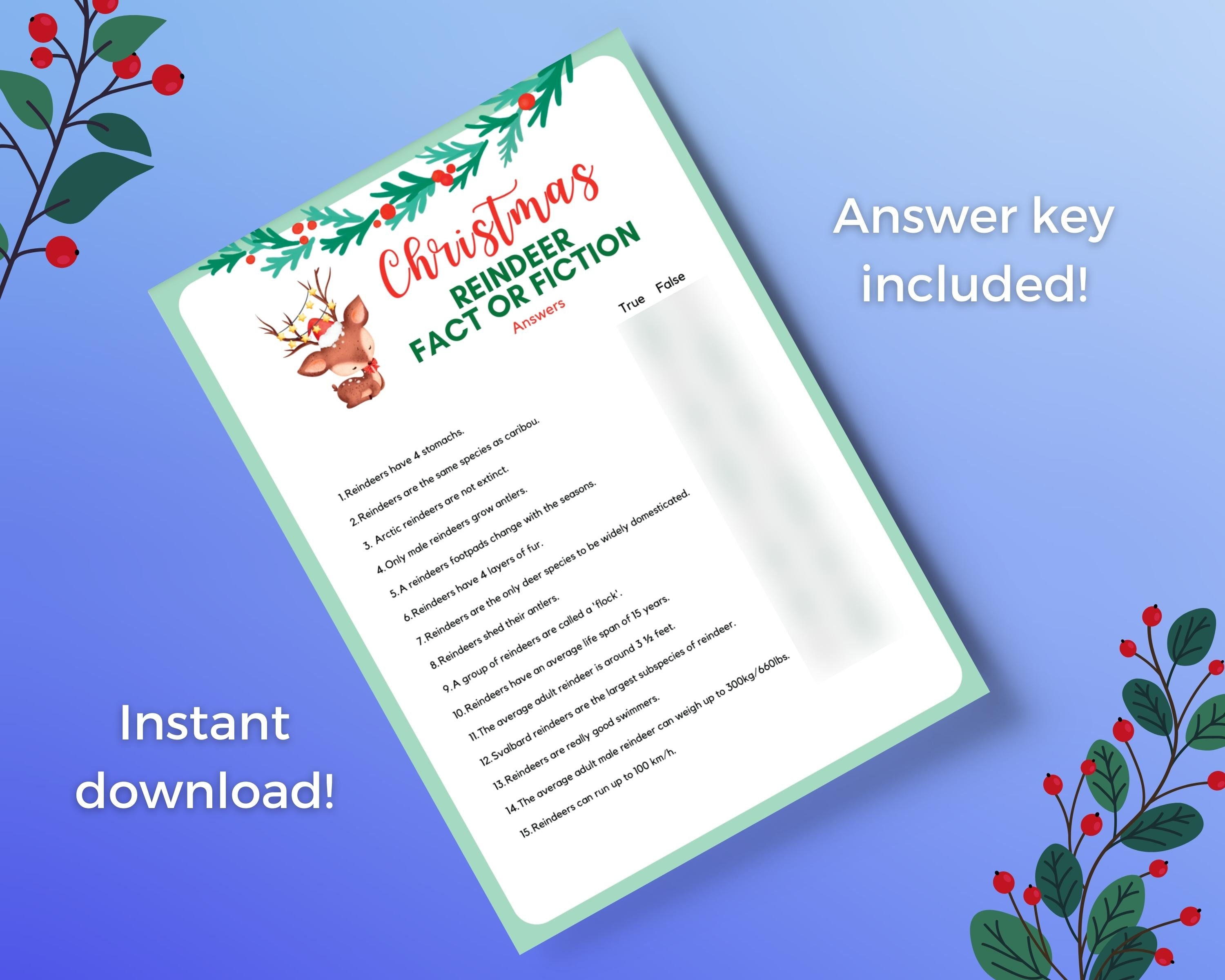 Christmas True or False Quiz, Fact or Fiction, Christmas Family Game ...