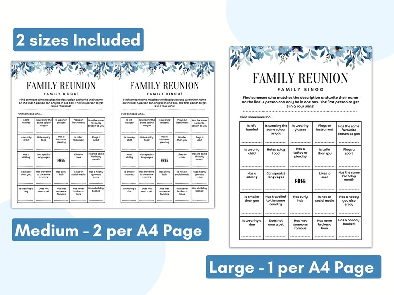 Human Bingo, Find Someone Who, Family Reunion Game, Icebreaker, Dinner ...