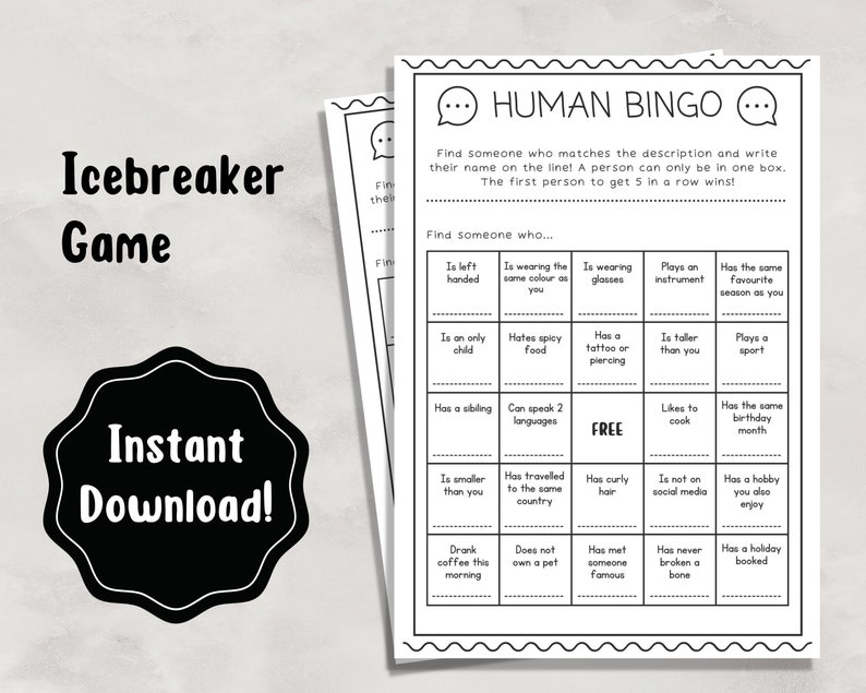Human Bingo Game, Coworker Bingo, Find Someone Who, Human Resources ...
