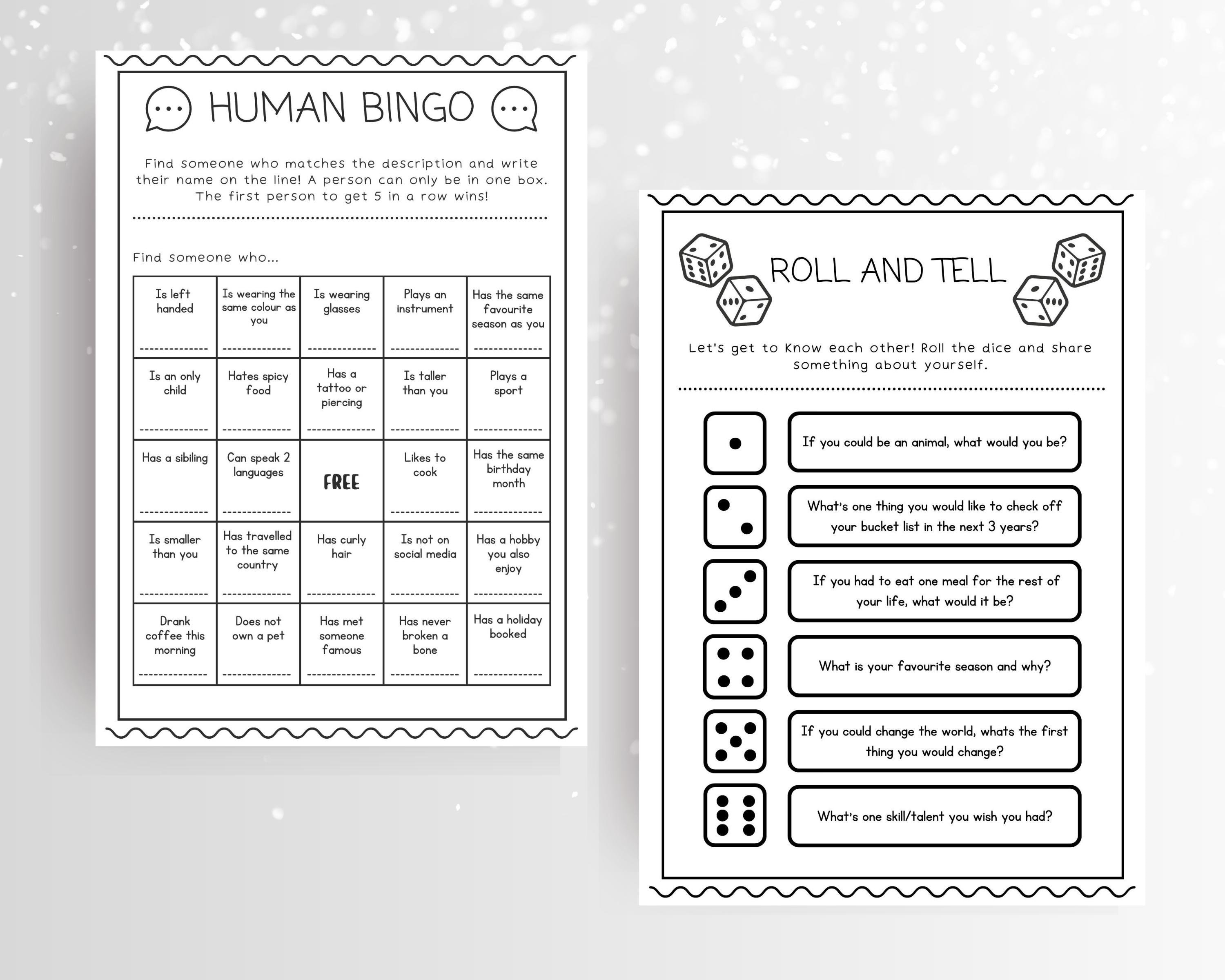 Icebreakers Games Bundle Team Building Games Human Bingo - Etsy UK