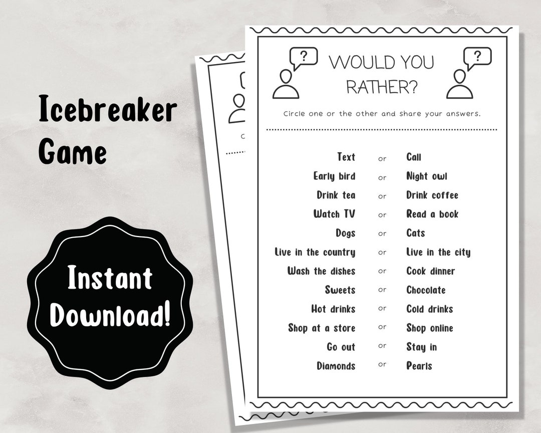 Would You Rather, Get to Know You, This or That, Break the Ice, Dinner ...