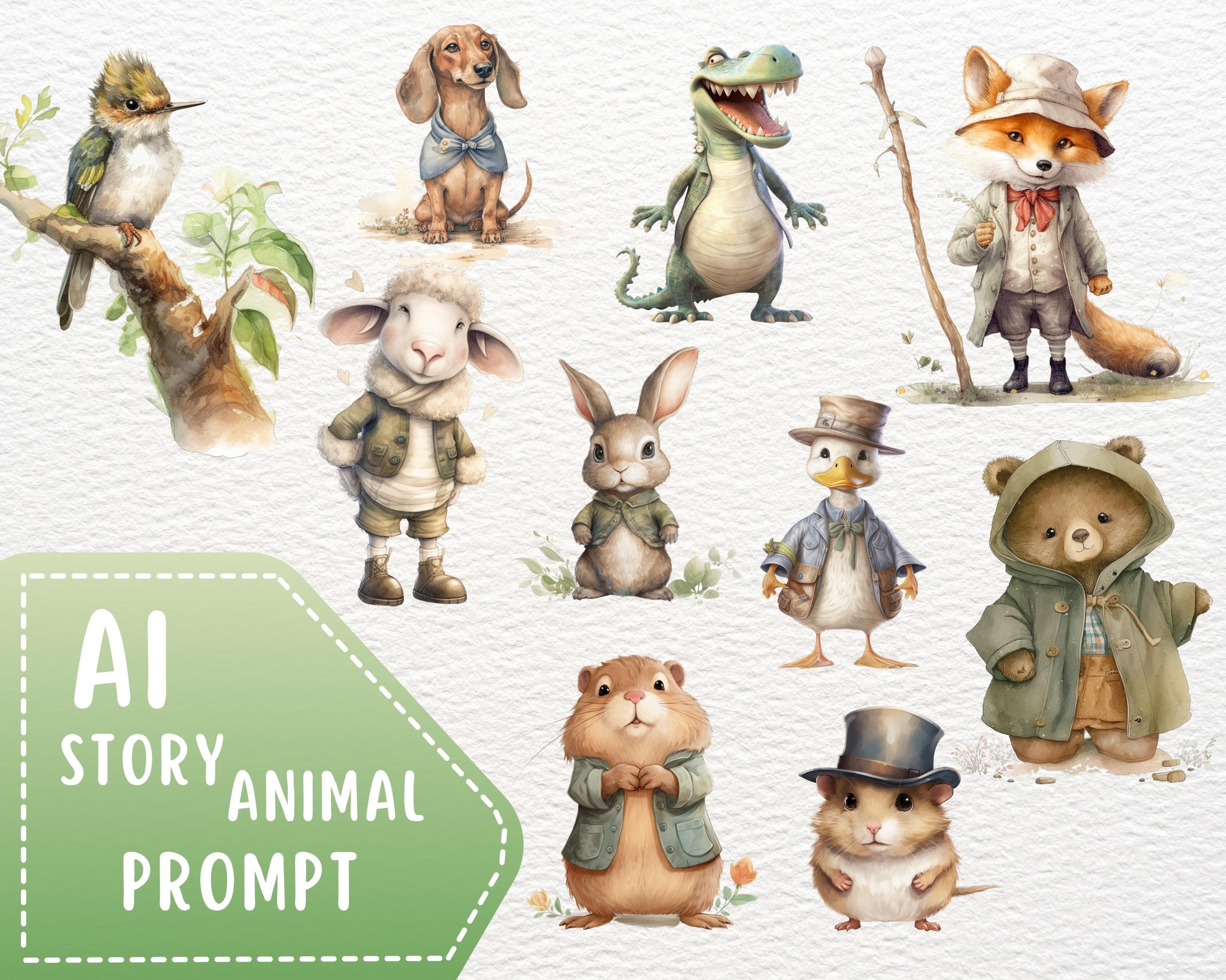 Midjourney Prompt, AI Prompt for Cute Watercolor Animals, AI Art ...