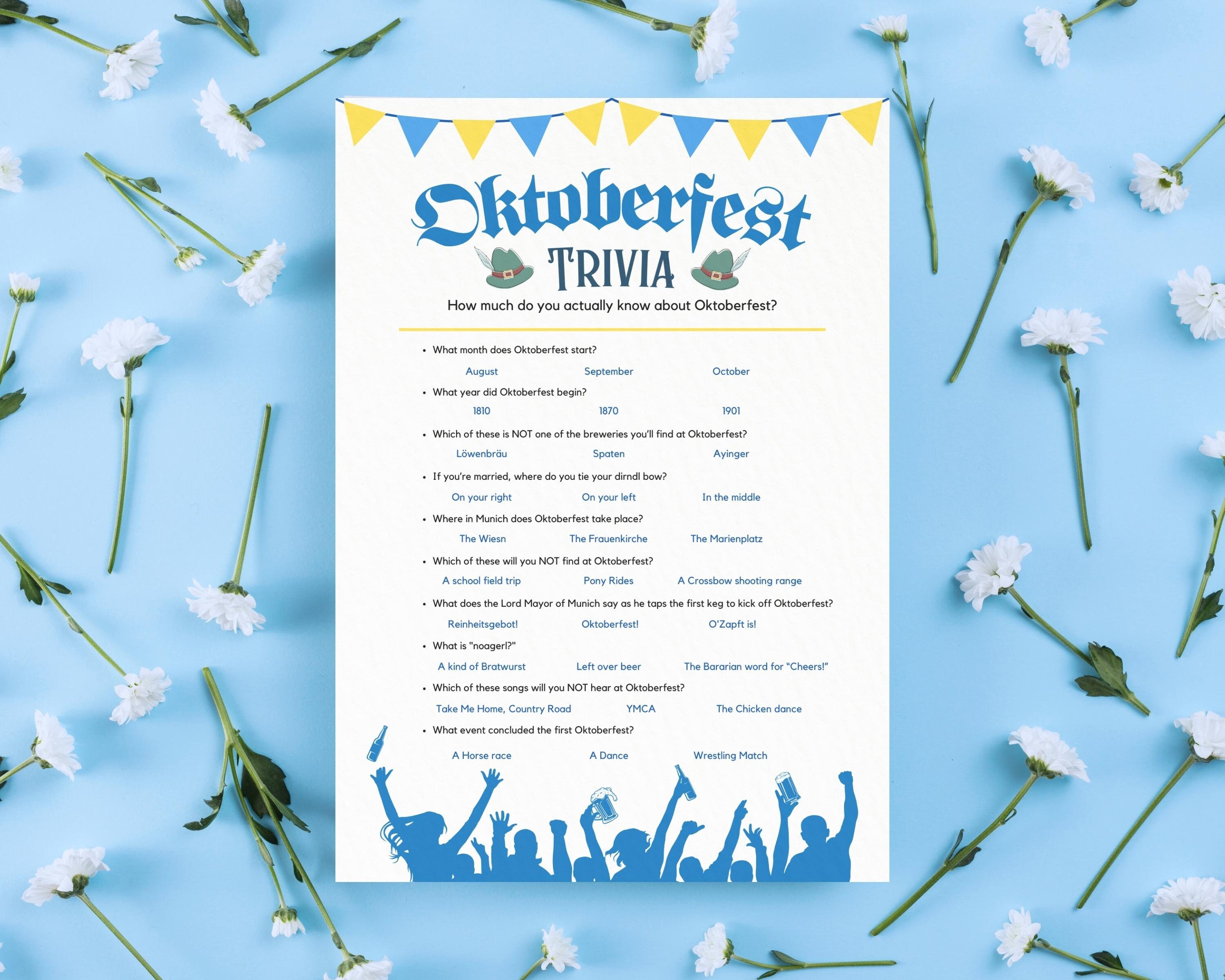 Oktoberfest Trivia Bundle, Oktoberfest Games, German Games, Oktoberfest ...