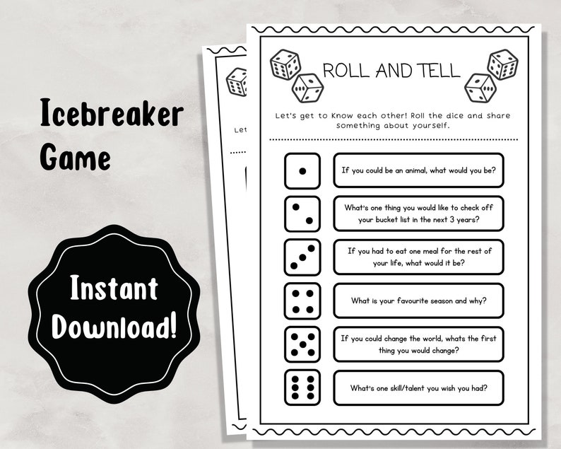 Roll and Tell Game Dicebreaker, Dice Game, Preschool Worksheets, Dinner ...