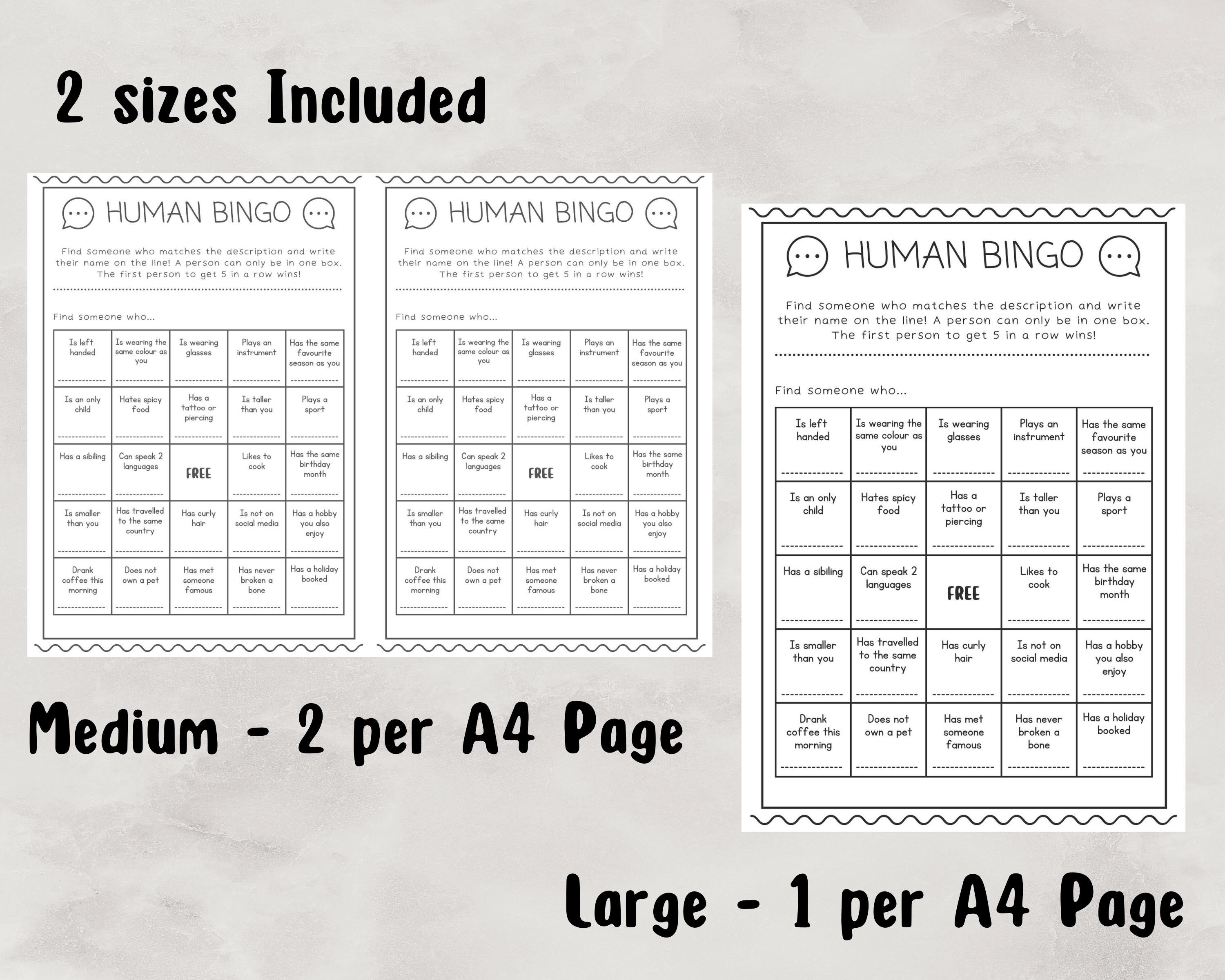 Human Bingo Game, Coworker Bingo, Find Someone Who, Human Resources ...