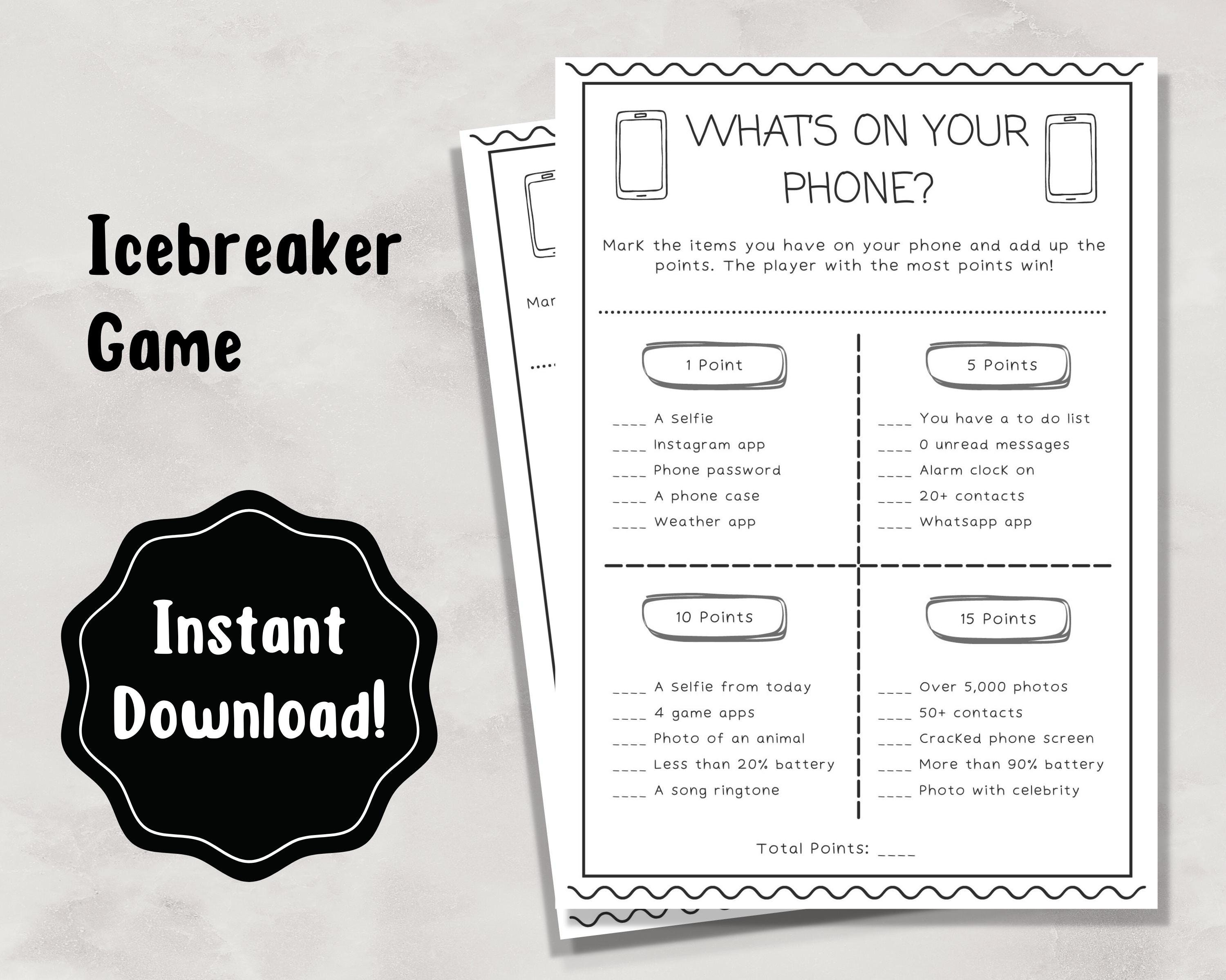 Whats on Your Phone Tea Party Bingo, Icebreaker Bingo, Class Reunion ...