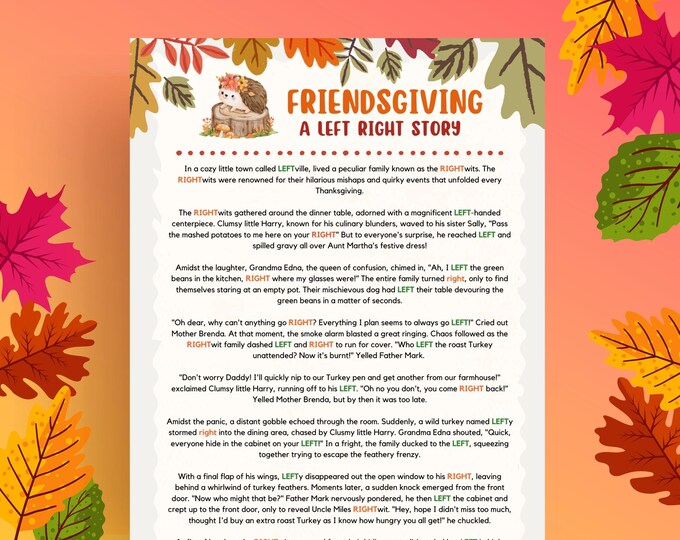 Left Right Friendsgiving Game, Thanksgiving Game, Pass the Parcel, Pass ...