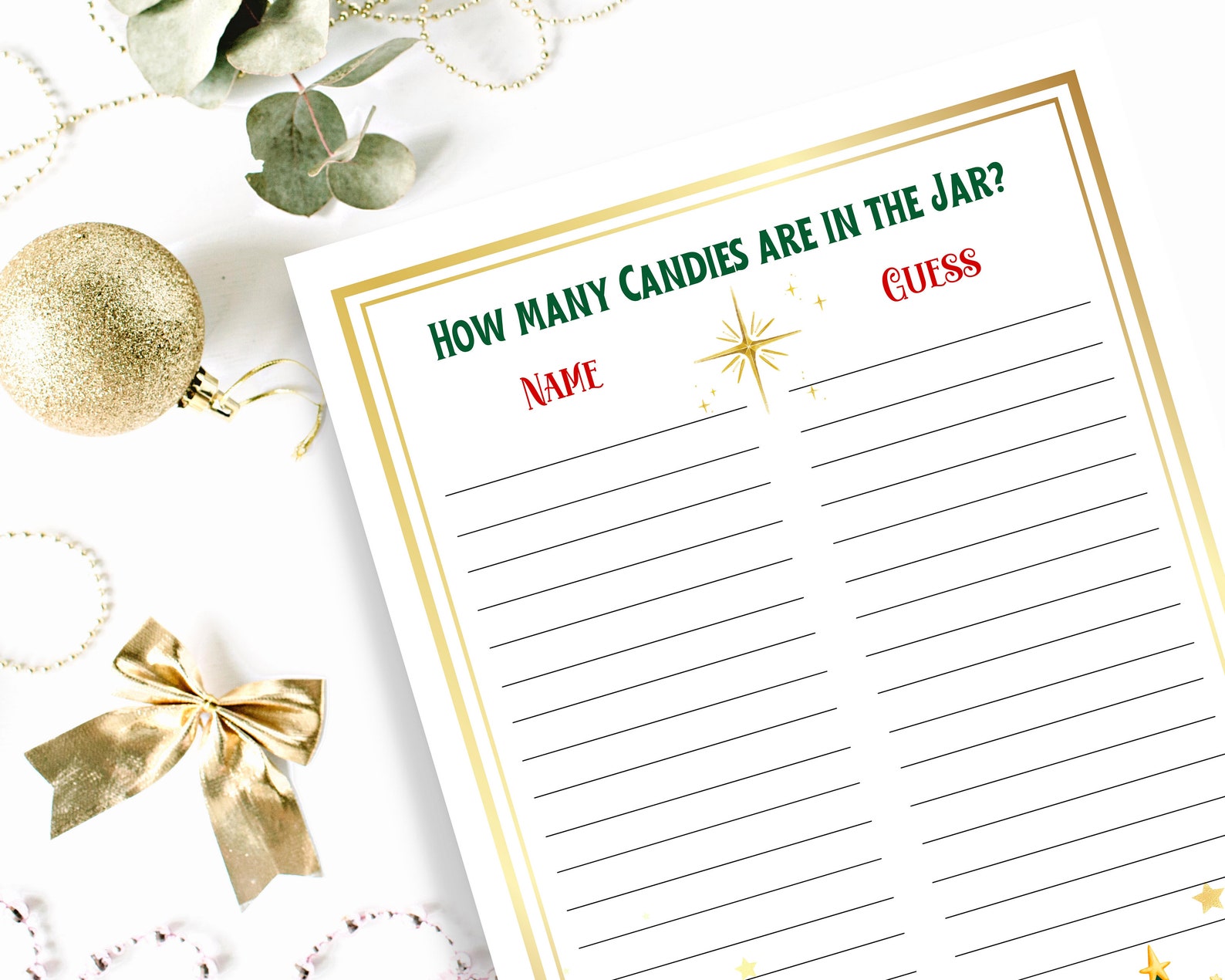 Christmas Candy Guessing Game, Guess How Many Candies in Jar, How Many ...