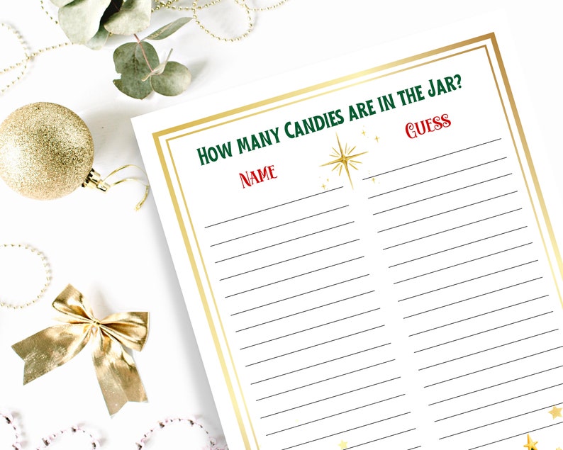 Christmas Candy Guessing Game, Guess How Many Candies in Jar, How Many ...