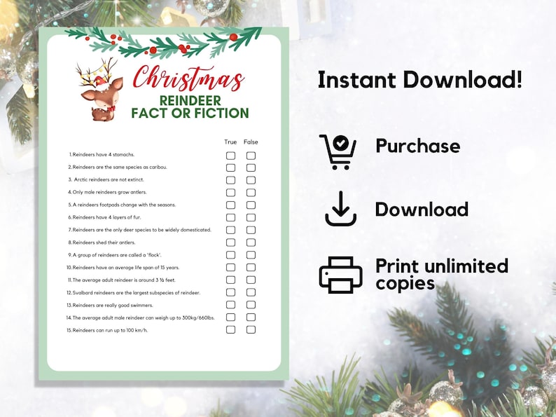 Christmas True or False Quiz Fact or Fiction Christmas - Etsy