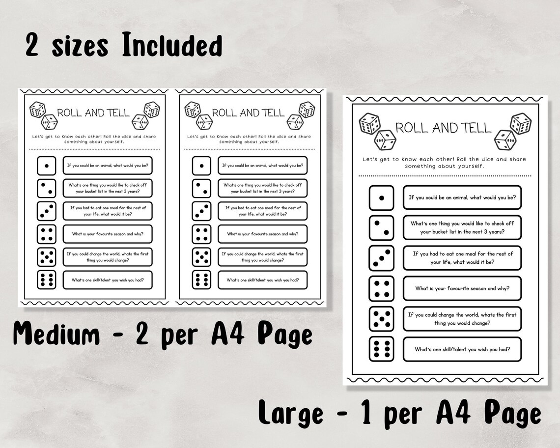 Roll and Tell Game Dicebreaker, Dice Game, Preschool Worksheets, Dinner ...