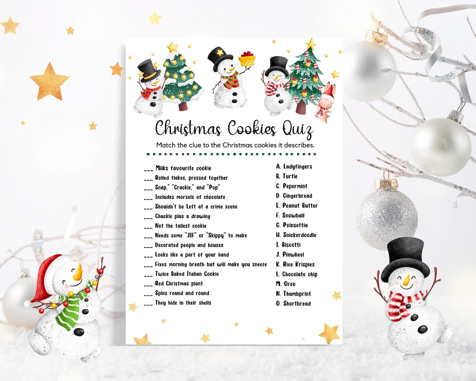 Christmas Cookie Quiz, Cookie Quiz, Christmas Party Game, Family ...