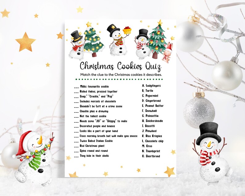 Christmas Cookie Quiz, Cookie Quiz, Christmas Party Game, Family ...