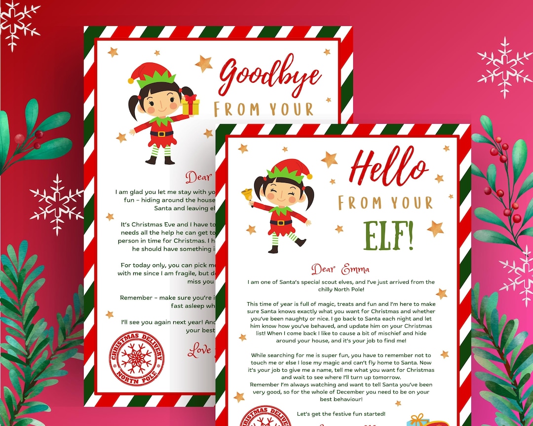 Carta de Llegada de Chica Elfa, Carta de despedida de Chica Elfa, Carta de Elfo, Carta de Salida ...