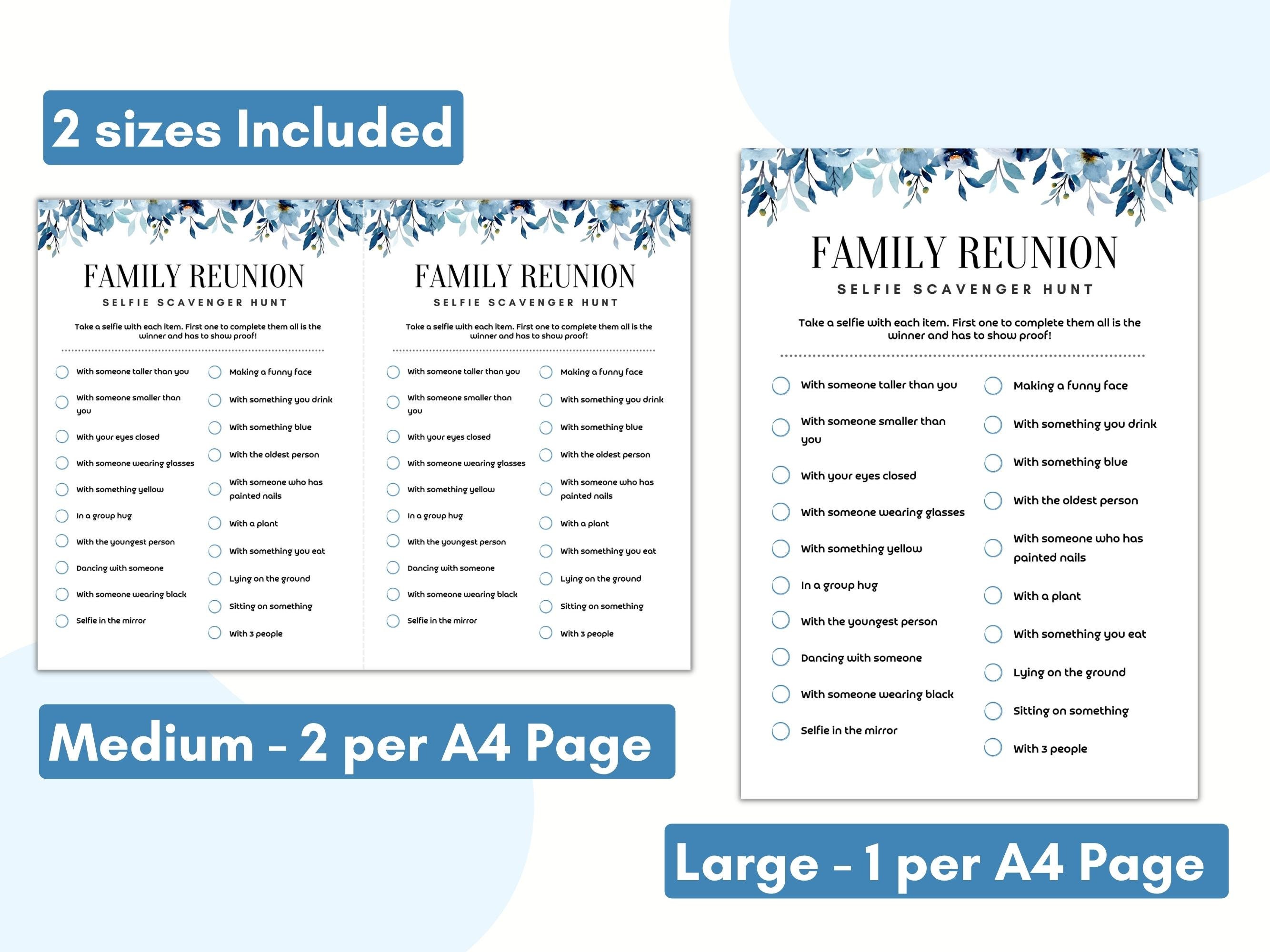 Selfie Scavenger Hunt, Family Reunion Game, Reunion Game, Scavenger ...