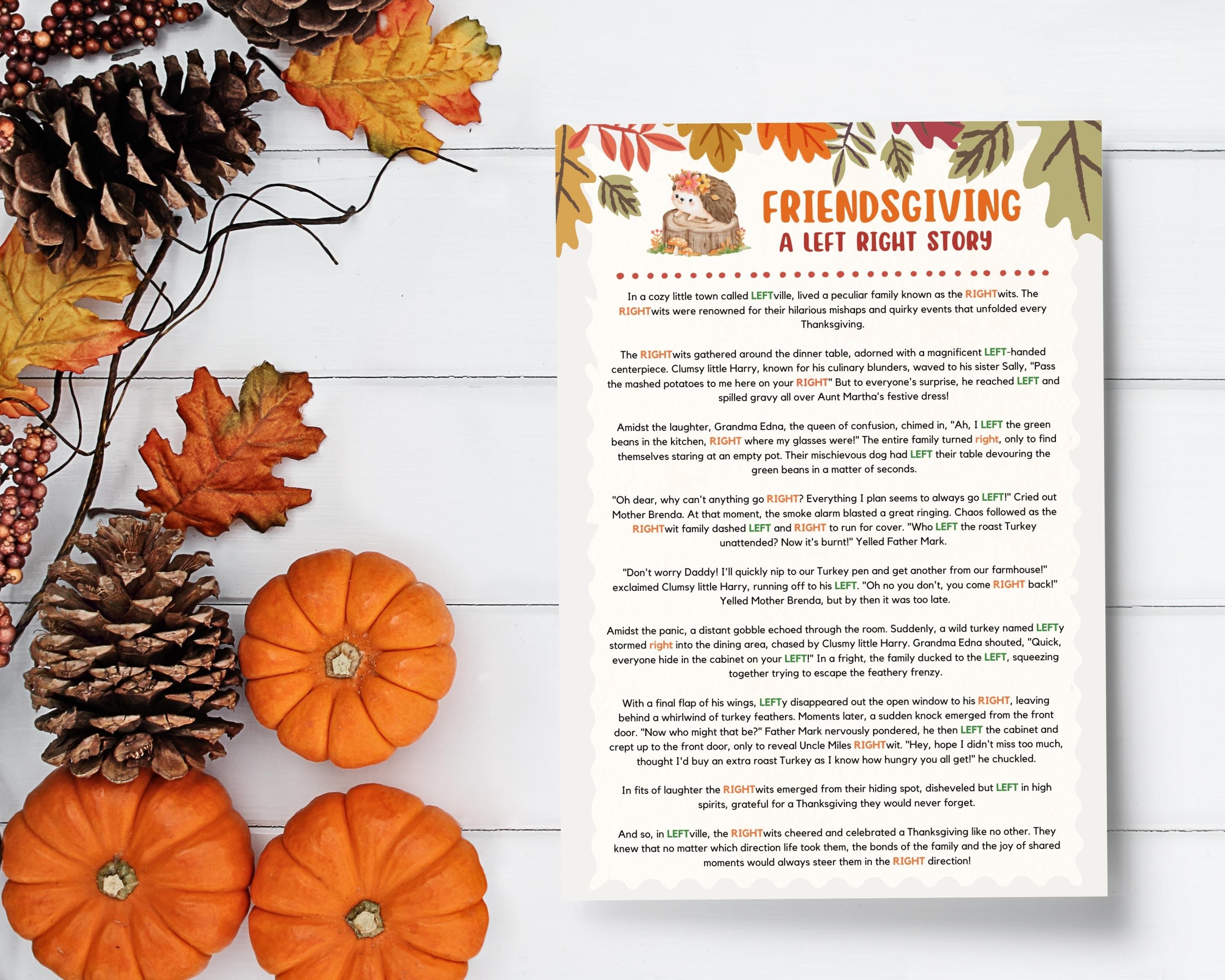 Left Right Friendsgiving Game, Thanksgiving Game, Pass the Parcel, Pass ...