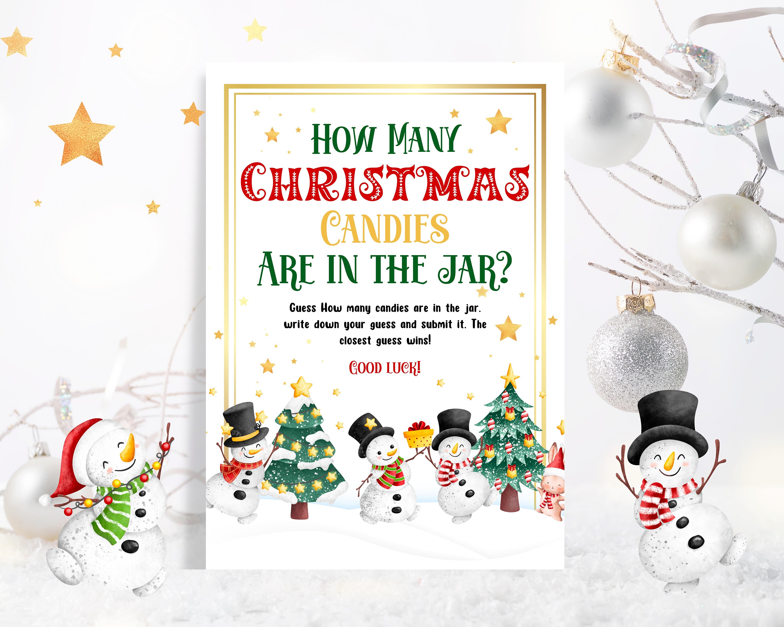 Christmas Candy Guessing Game, Guess How Many Candies in Jar, How Many ...