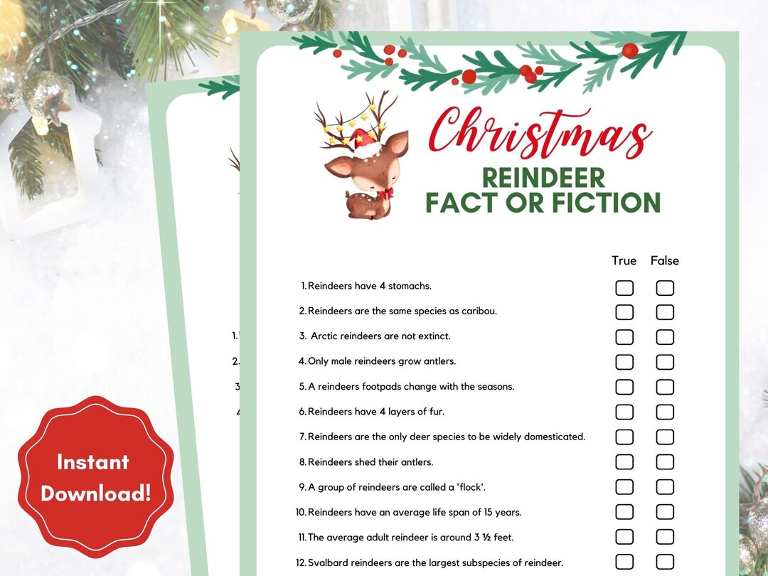 Christmas True or False Quiz Fact or Fiction Christmas - Etsy