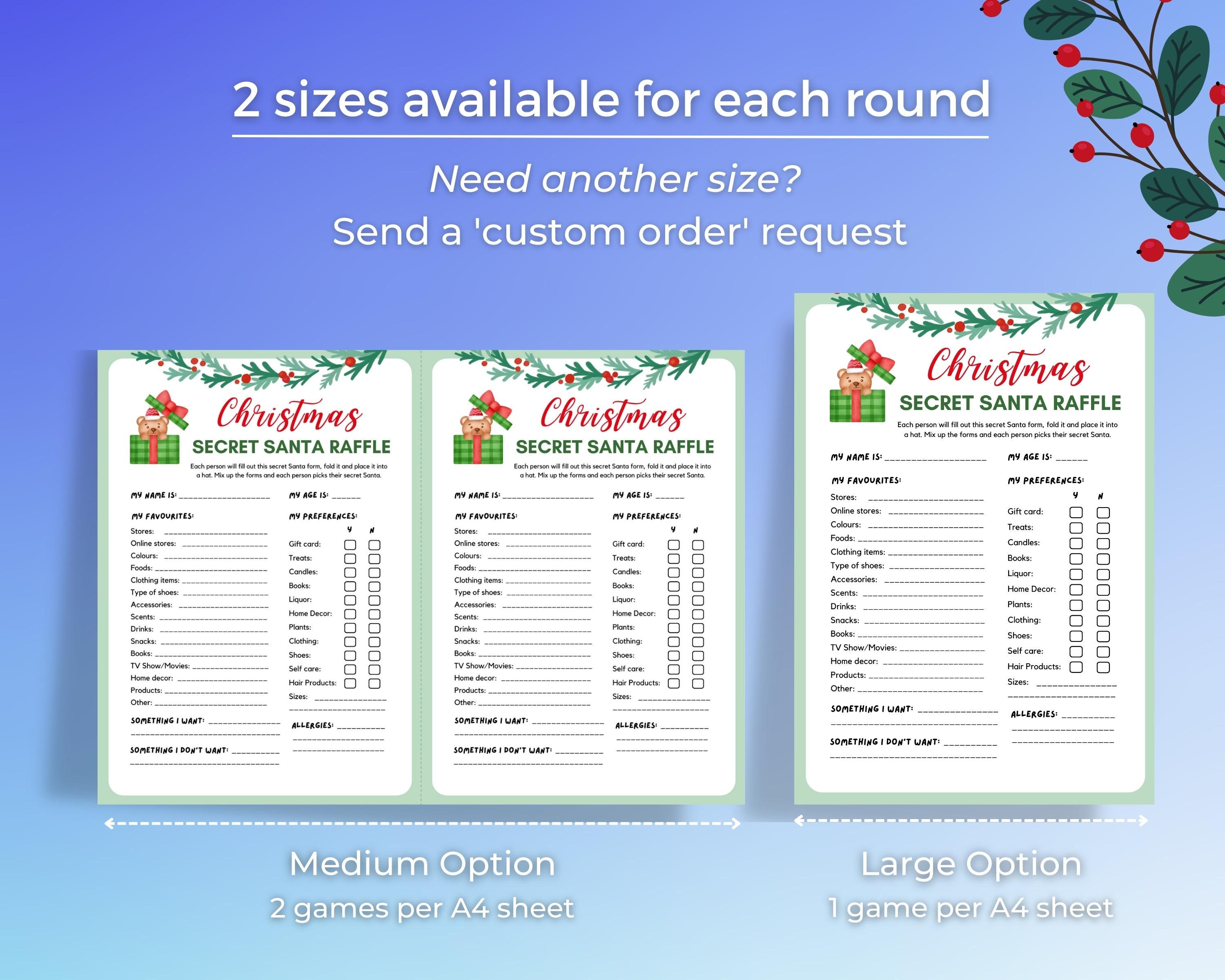 Secret Santa Form Secret Santa Letters to Santa Christmas - Etsy UK