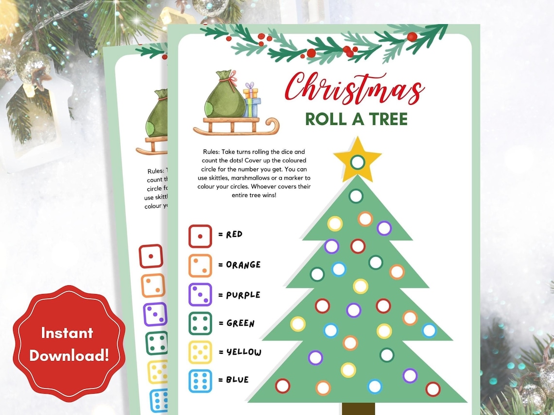 Christmas Roll a Tree Dice Game Christmas Family Game - Etsy