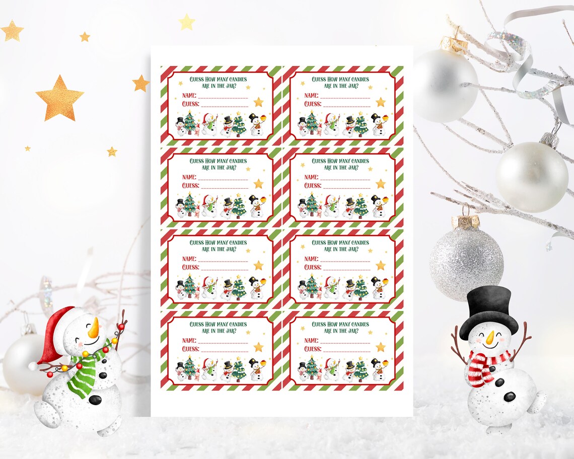 Christmas Candy Guessing Game, Guess How Many Candies in Jar, How Many ...