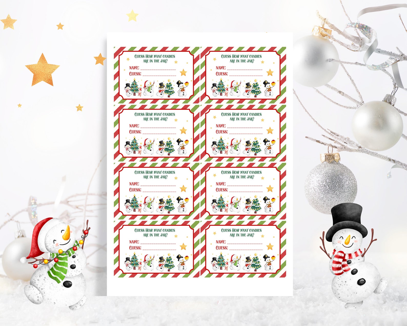 Christmas Candy Guessing Game, Guess How Many Candies in Jar, How Many ...