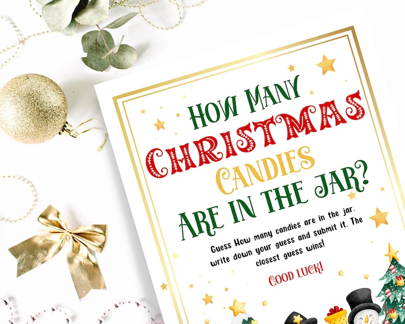 Christmas Candy Guessing Game, Guess How Many Candies in Jar, How Many ...