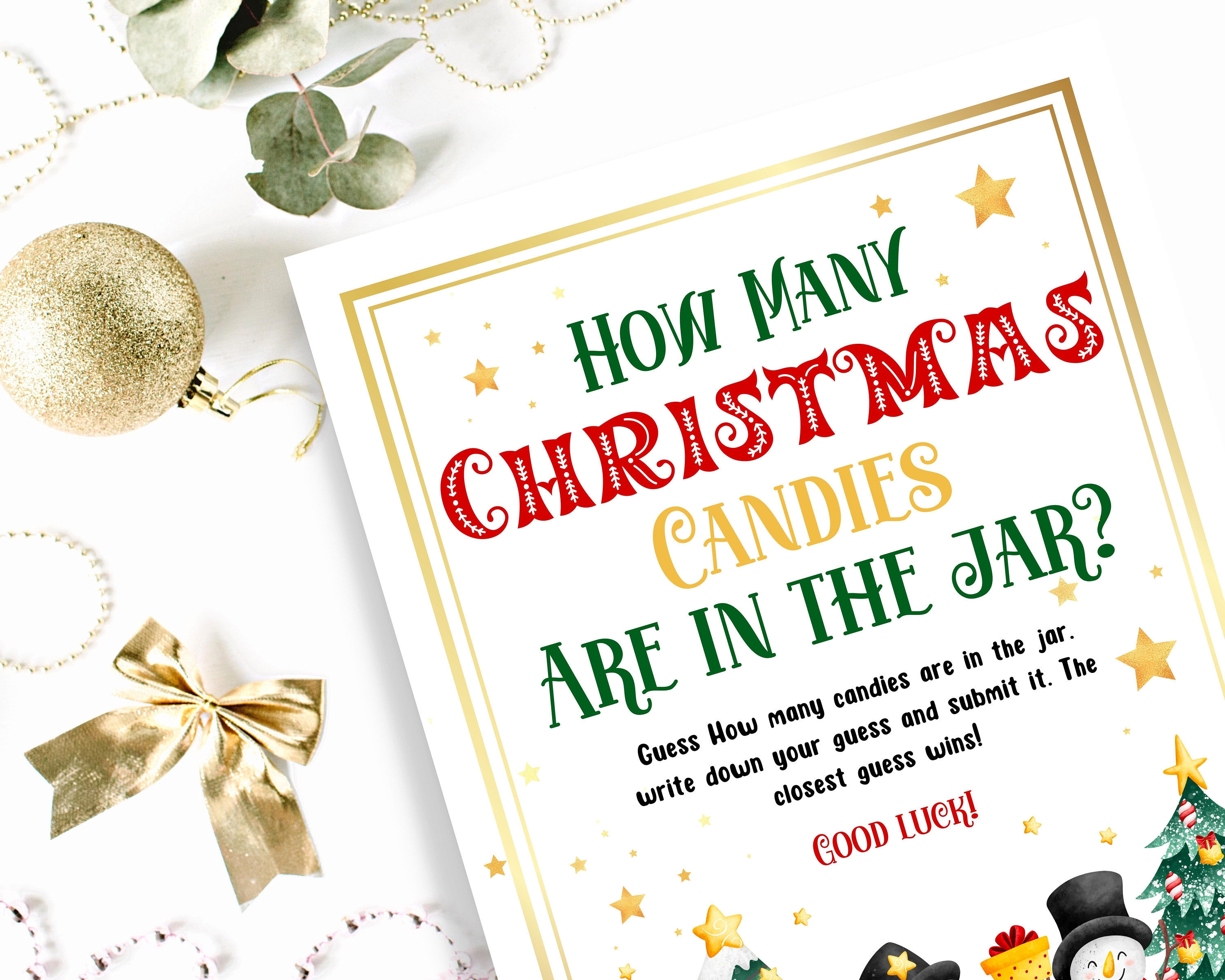 Christmas Candy Guessing Game, Guess How Many Candies in Jar, How Many ...