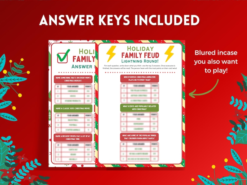 Christmas Family Feud, Holiday Family Feud, Holiday Feud, Christmas ...