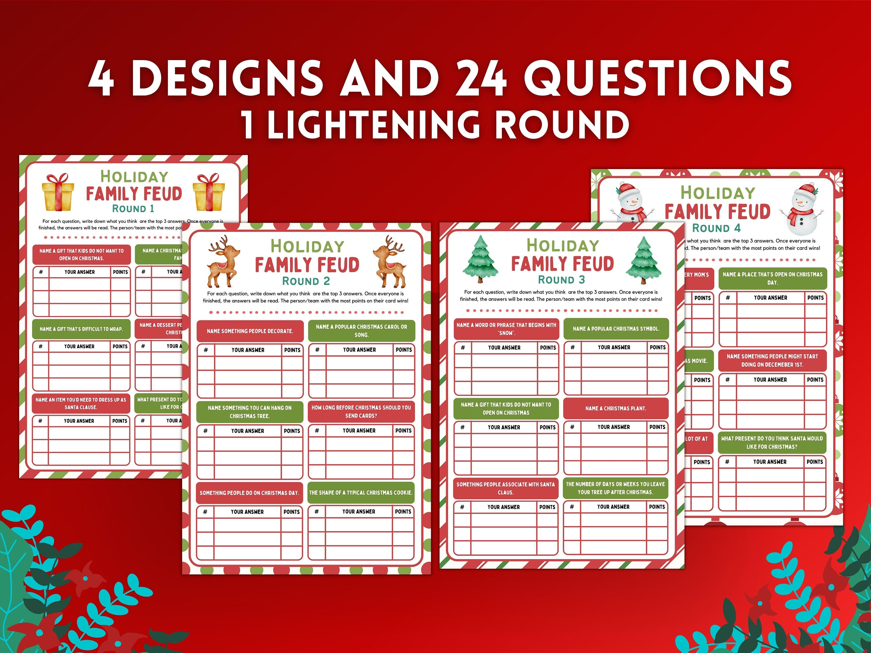 Christmas Family Feud, Holiday Family Feud, Holiday Feud, Christmas ...