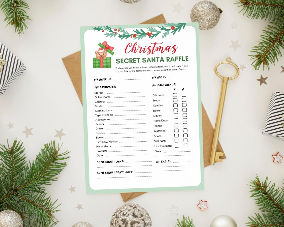 Secret Santa Form Secret Santa Letters to Santa Christmas - Etsy UK