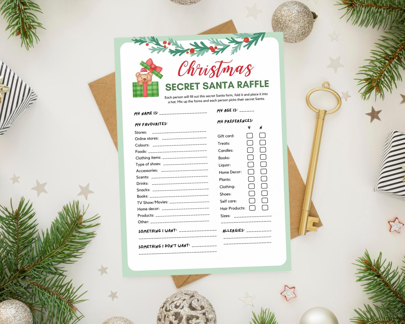 Secret Santa Form Secret Santa Letters to Santa Christmas - Etsy UK