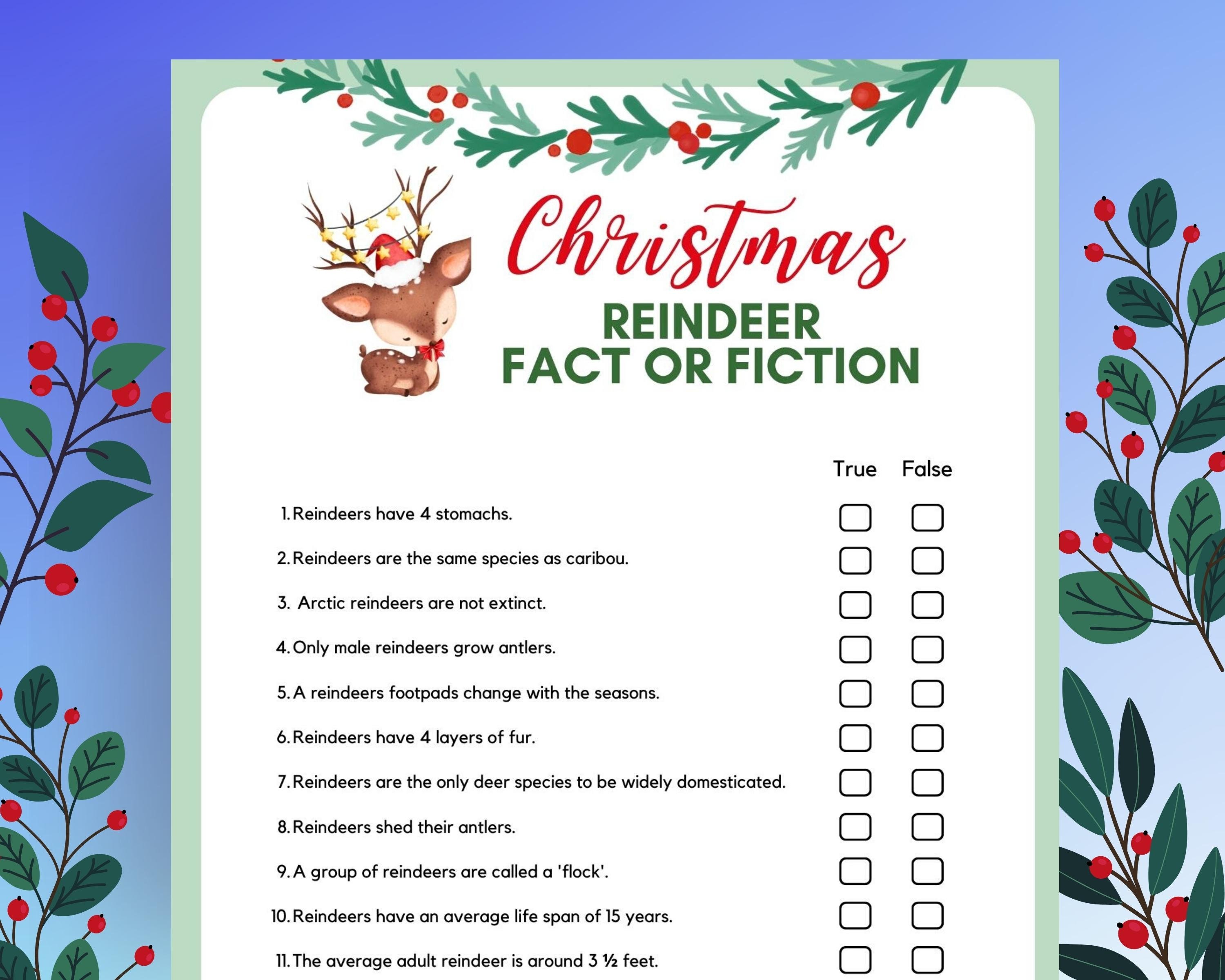 Christmas True or False Quiz, Fact or Fiction, Christmas Family Game ...