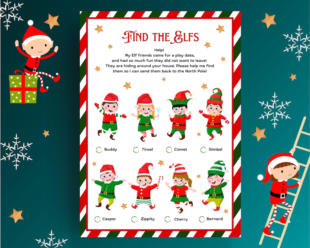 Elf Scavenger Hunt, Christmas Scavenger Hunt, Kids Scavenger Hunt, Elf ...