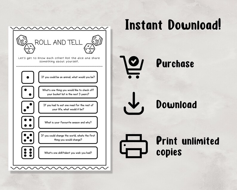 Roll and Tell Game Dicebreaker, Dice Game, Preschool Worksheets, Dinner ...