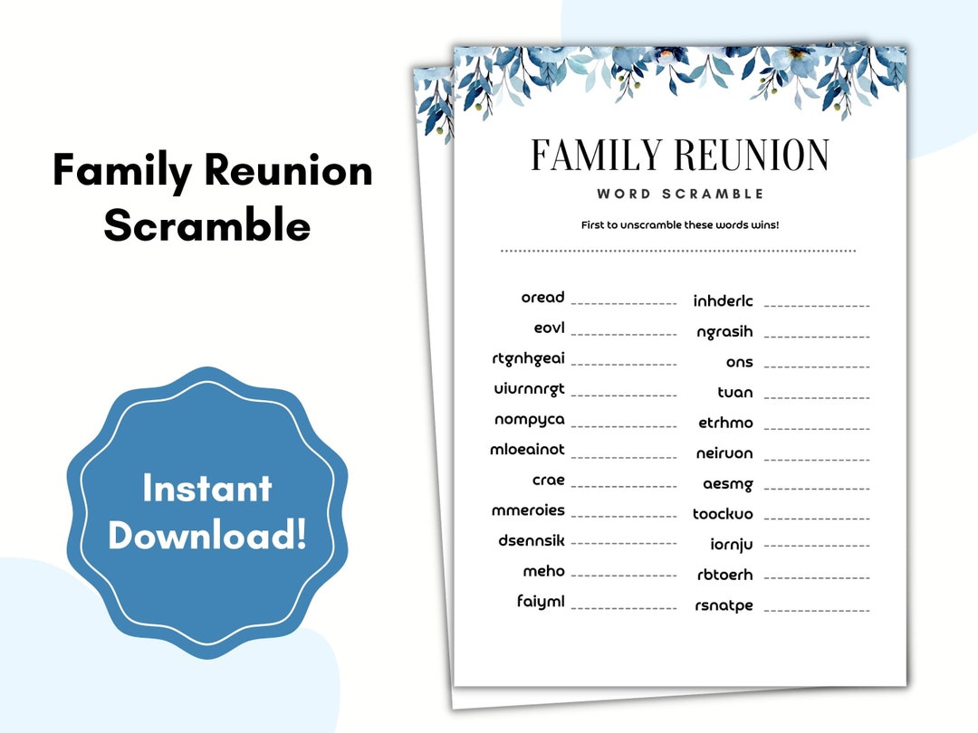 Word Scramble, Unscramble Words Game, Family Reunion Game, Reunion Game ...