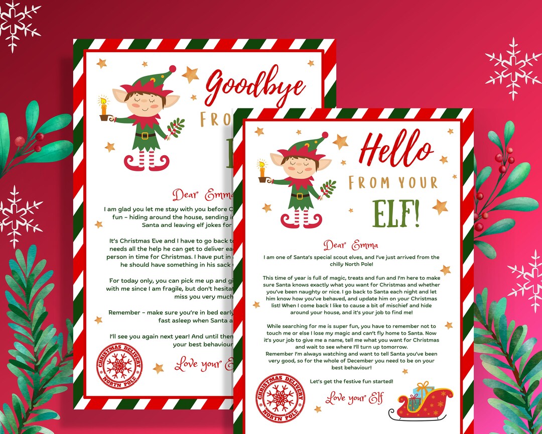 Elf Arrival Letter, Elf Goodbye Letter, Elf Letter, Departure Letter ...