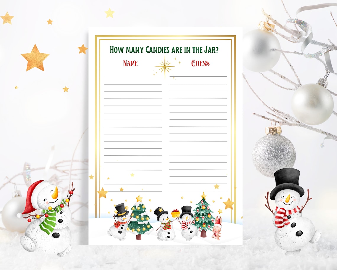 Christmas Candy Guessing Game, Guess How Many Candies in Jar, How Many ...