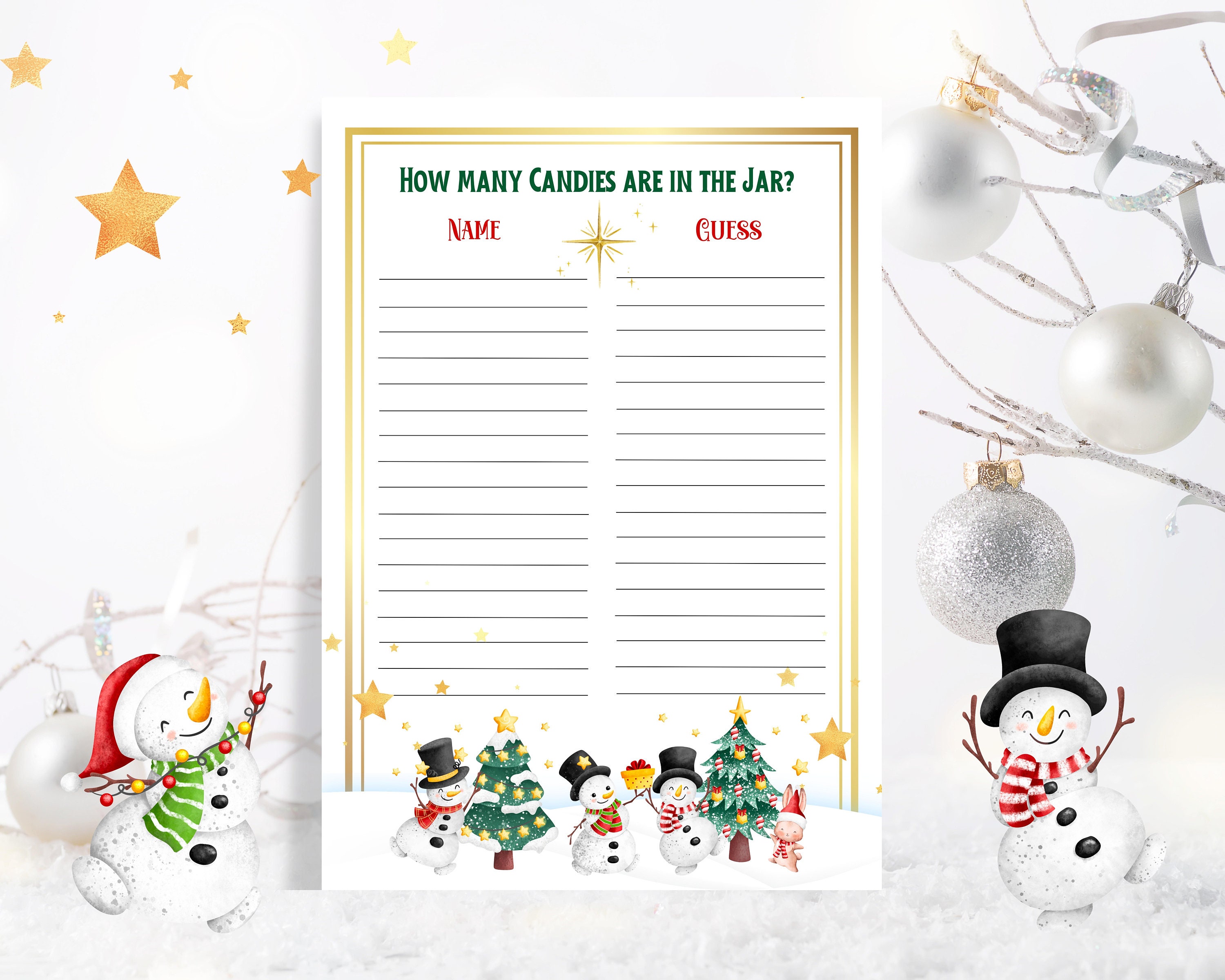 Christmas Candy Guessing Game, Guess How Many Candies in Jar, How Many ...