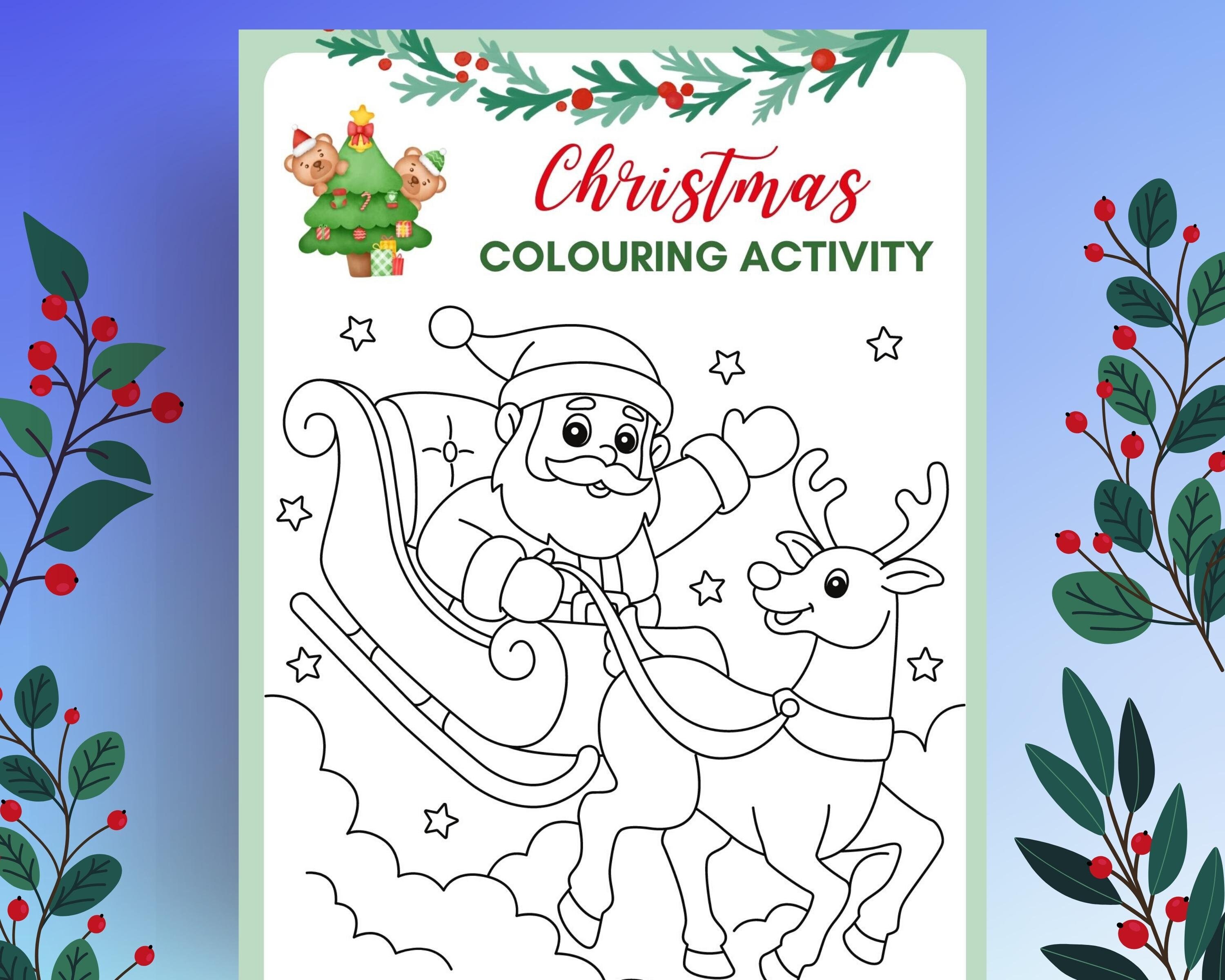 Christmas Colouring Page Santa Colouring Christmas - Etsy UK