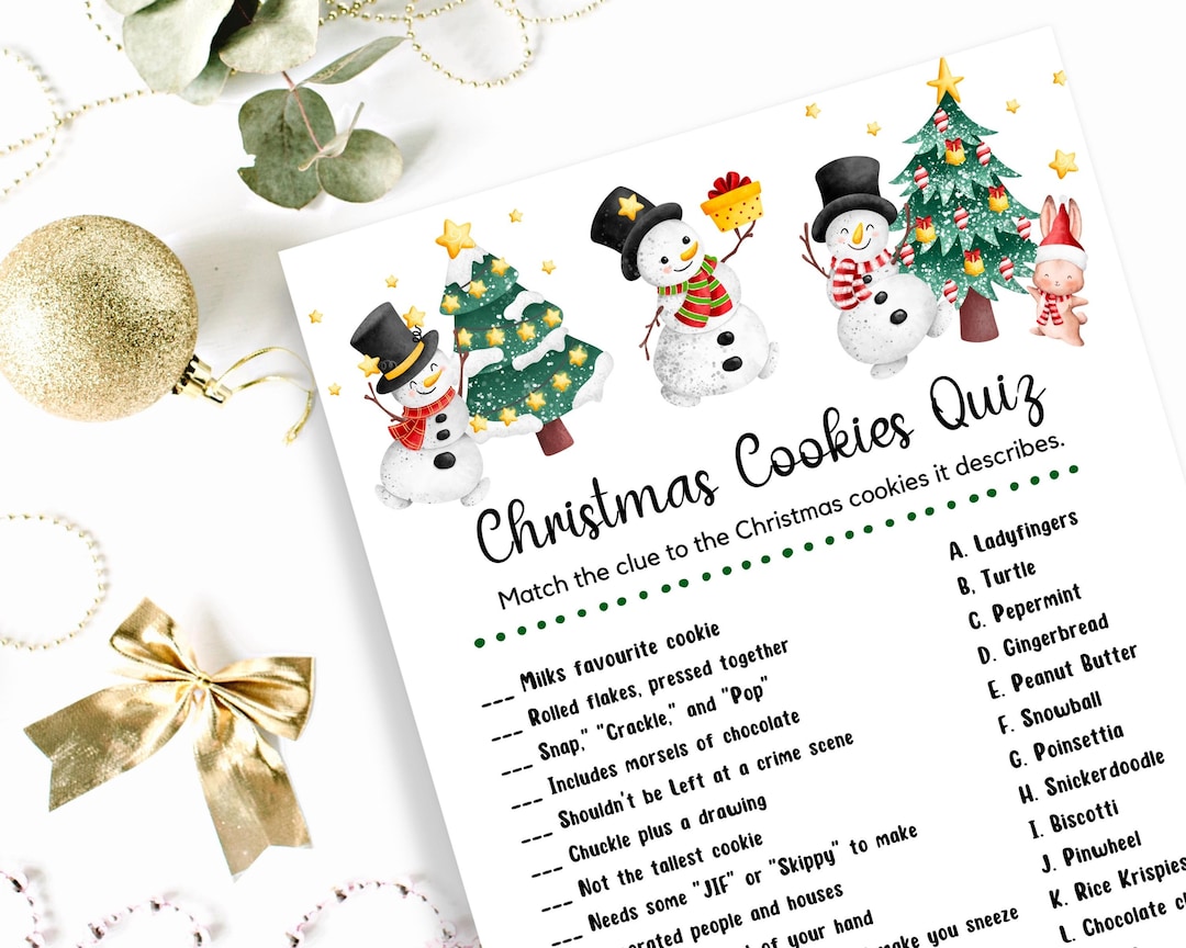 Christmas Cookie Quiz, Cookie Quiz, Christmas Party Game, Family ...
