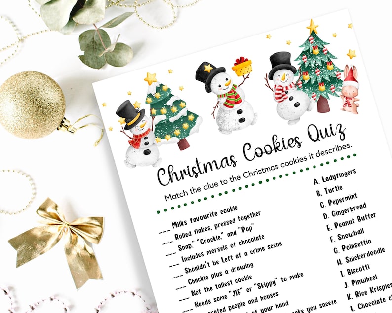Christmas Cookie Quiz, Cookie Quiz, Christmas Party Game, Family ...