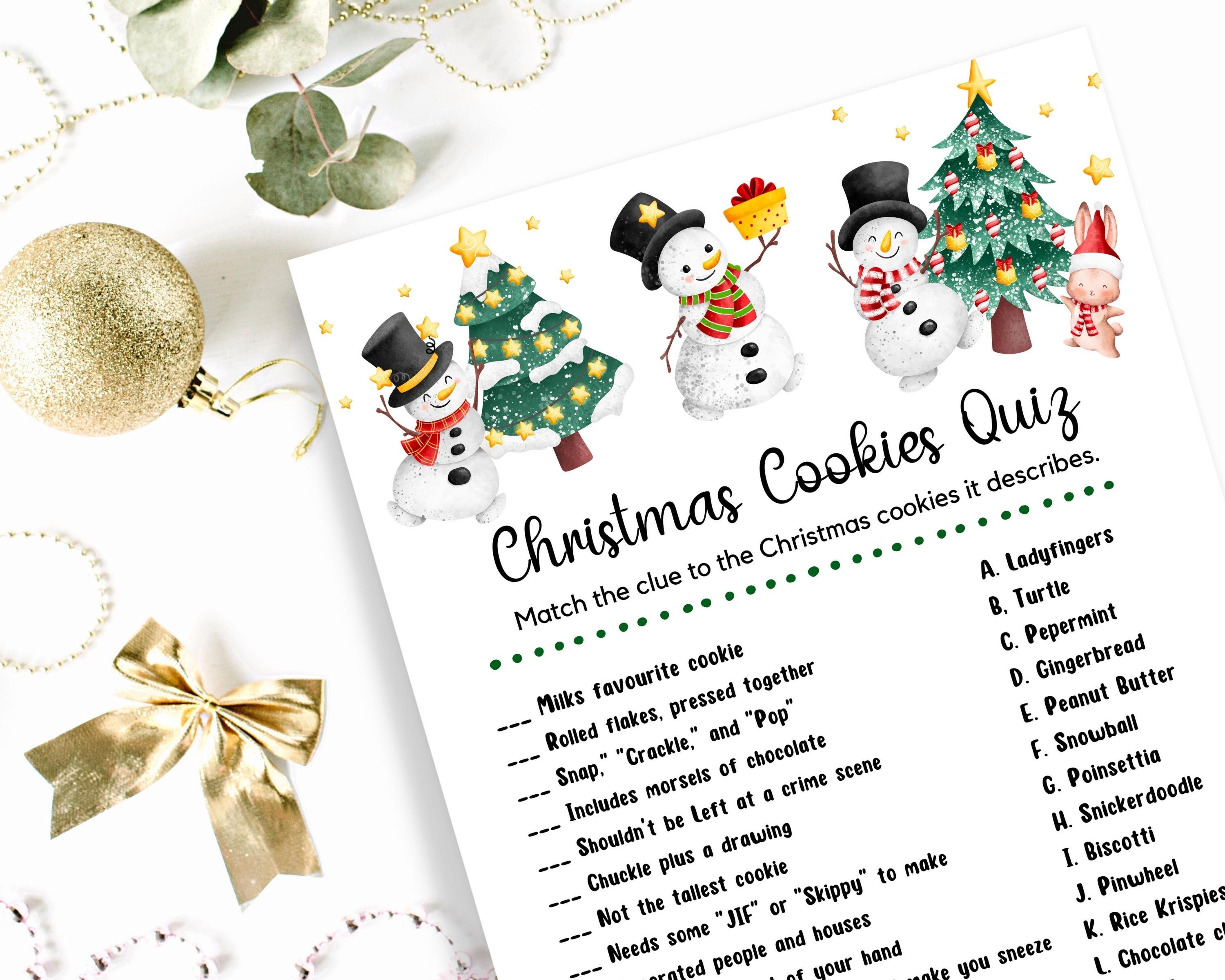 Christmas Cookie Quiz, Cookie Quiz, Christmas Party Game, Family ...