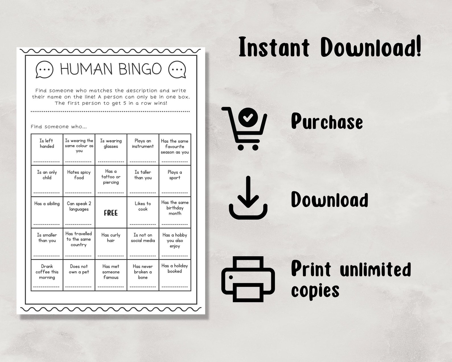 Human Bingo Game, Coworker Bingo, Find Someone Who, Human Resources ...