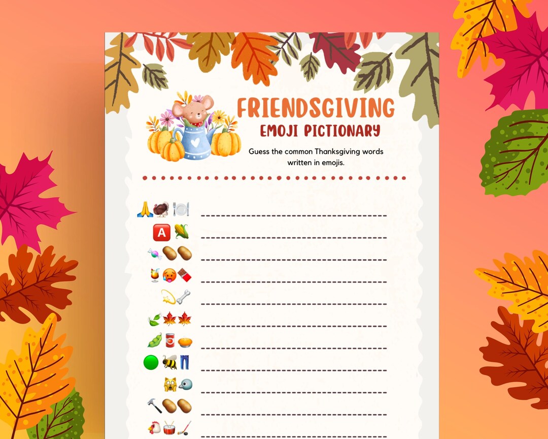 Emoji Friendgiving Quiz, Emoji Pictionary Game, Thanksgiving ...