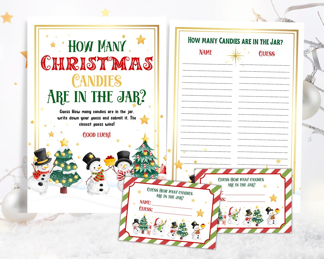 Christmas Candy Guessing Game, Guess How Many Candies in Jar, How Many ...