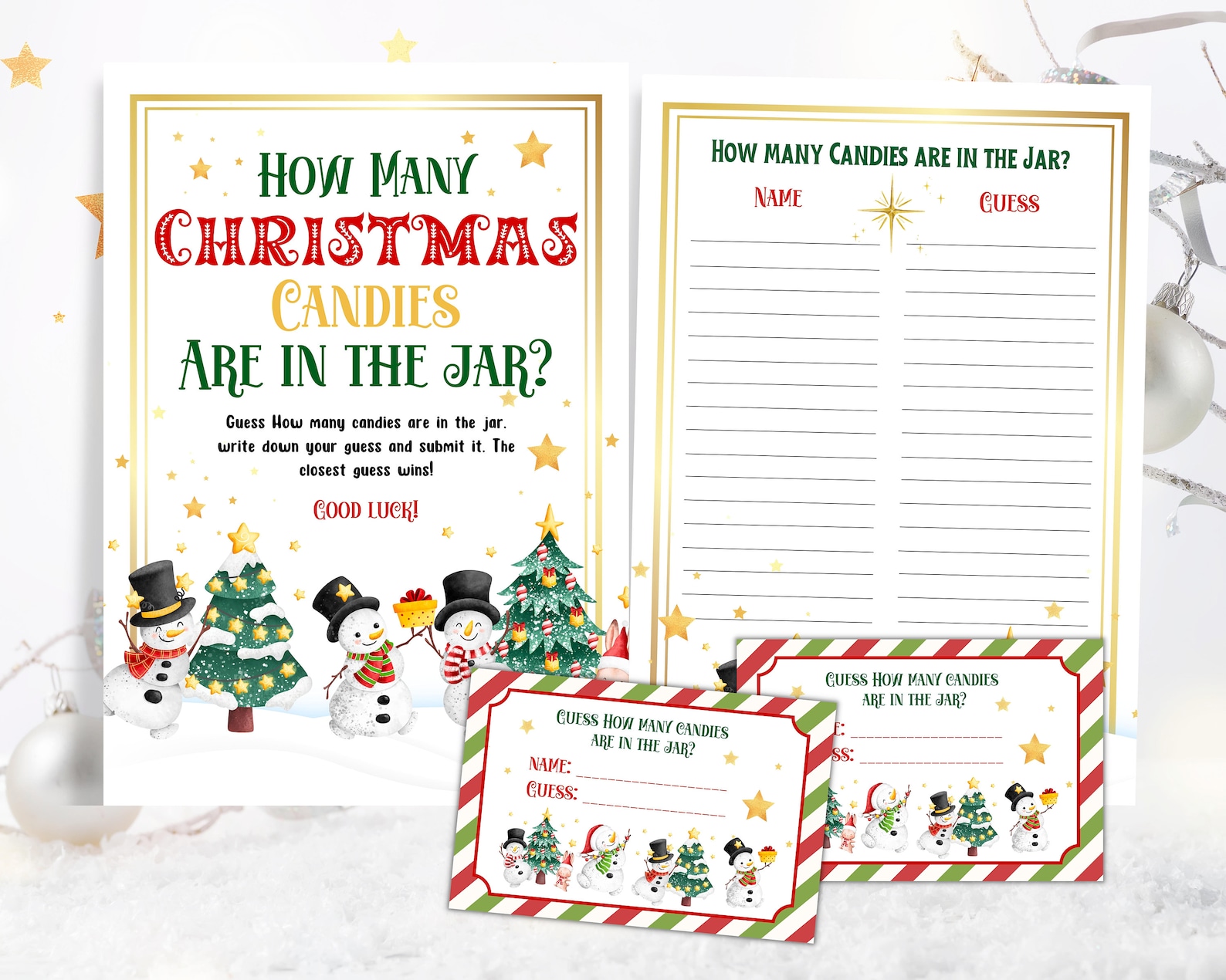 Christmas Candy Guessing Game, Guess How Many Candies in Jar, How Many ...