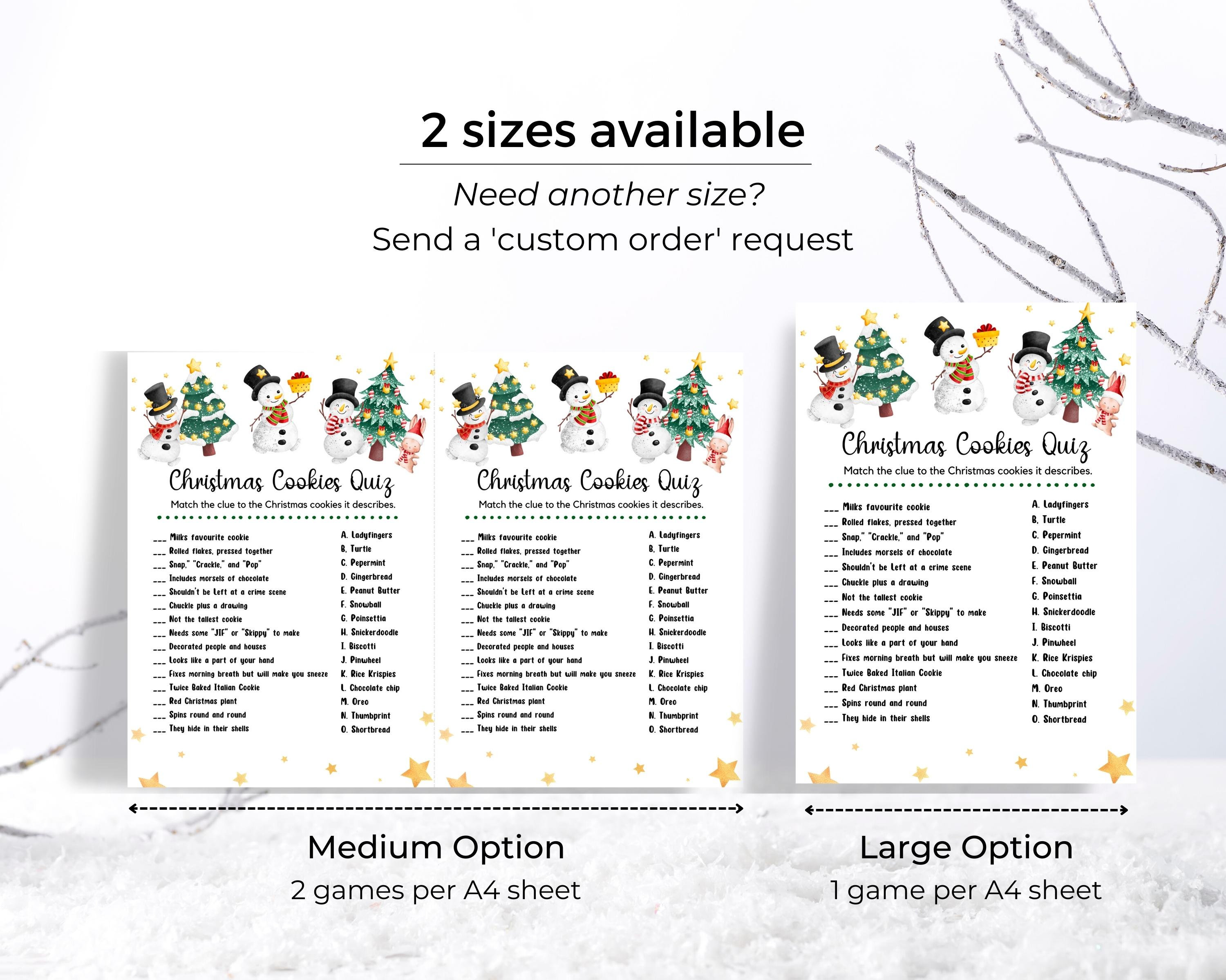 Christmas Cookie Quiz, Cookie Quiz, Christmas Party Game, Family ...