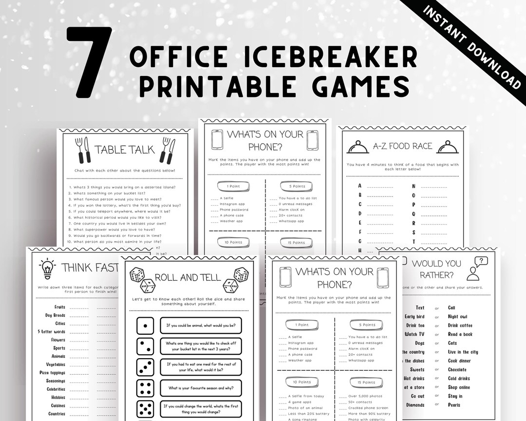 Icebreakers Games Bundle Team Building Games, Human Bingo, Adult Party ...