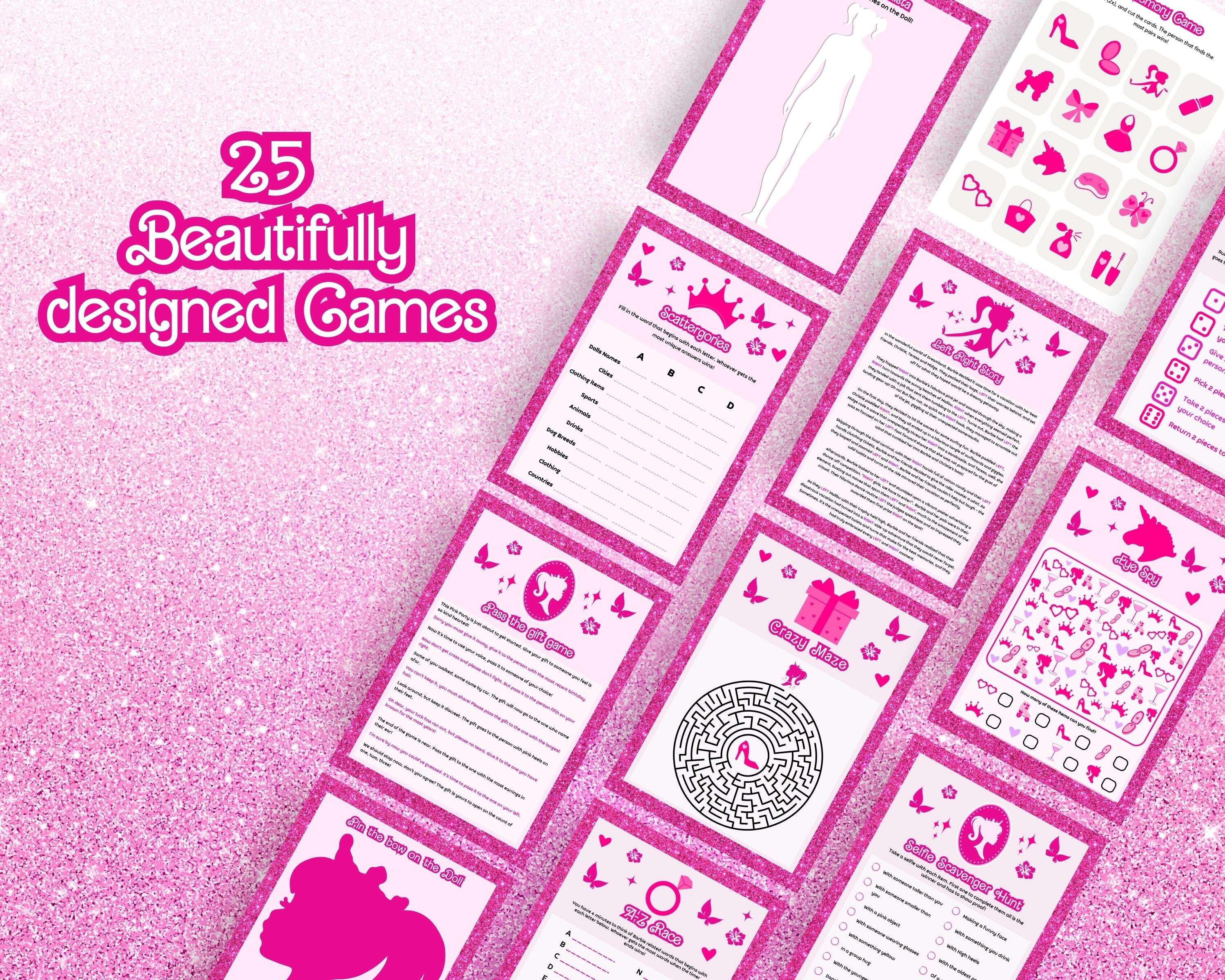 Pink Party Game Bundle, Doll Party, Pink Birthday Games, Girly Games ...